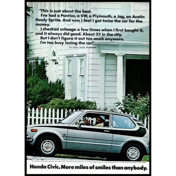 Honda | Art | 974 Honda Civic Hatchback Vintage Print Ad 2 Door ...